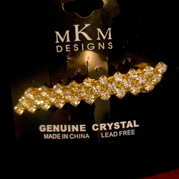 MKM Designs | Hair | Nwt Goldrhinestone Hair Clip | Poshmark